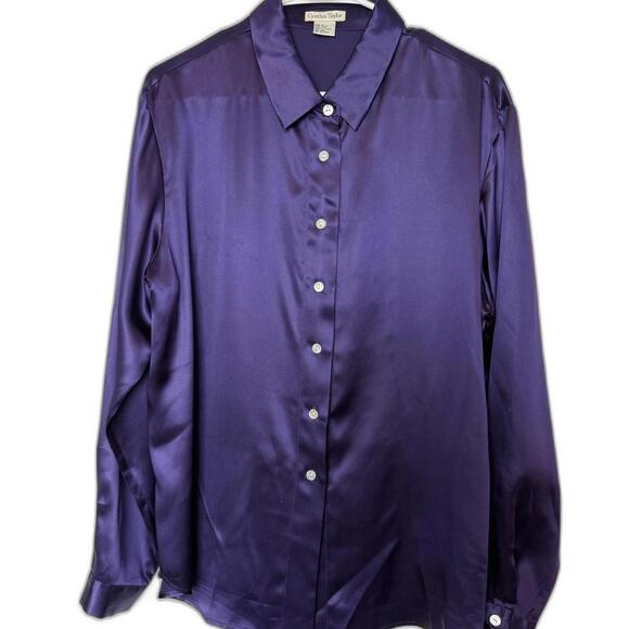 Tops | Vintage Elegant Purple 10 Button Up Blouse Womans Shirt | Poshmark